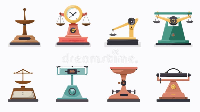 Vintage Scales Flat Style Isolated on White - Professional Quality ...