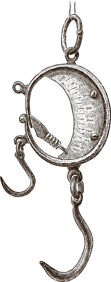 Vintage Drawing Of Hand With Old Weight Scales Stock Vector ...