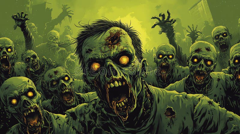 Vintage Scary Face Zombie Pattern Vector Design Stock Photo - Image of ...