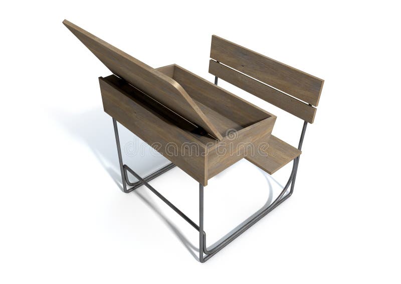 Vintage School Desk Open Empty Stock Image - Image of schooling, wooden ...