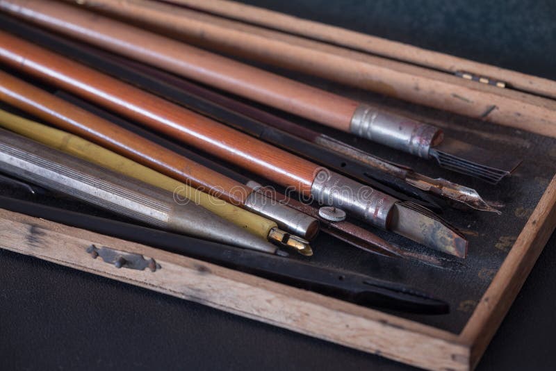 Old School, Drafting and Drawing Accessories Stock Image - Image of ...