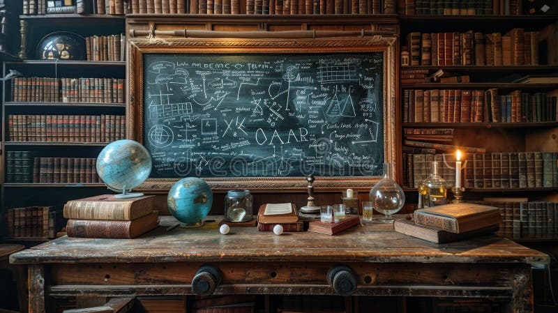 Vintage Science Lab with Chalkboard and Books - Generative Ai Stock ...