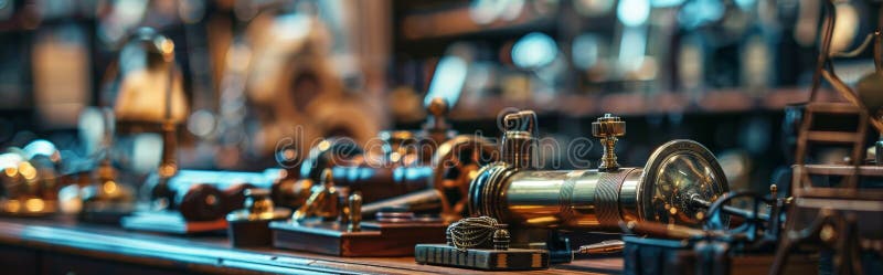 Vintage Scientific Instruments on Display Stock Image - Image of ...