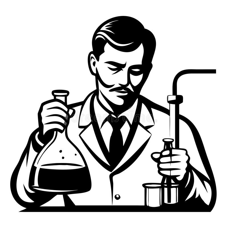 Vintage Scientist with Laboratory Equipment Conducting Experiments in ...