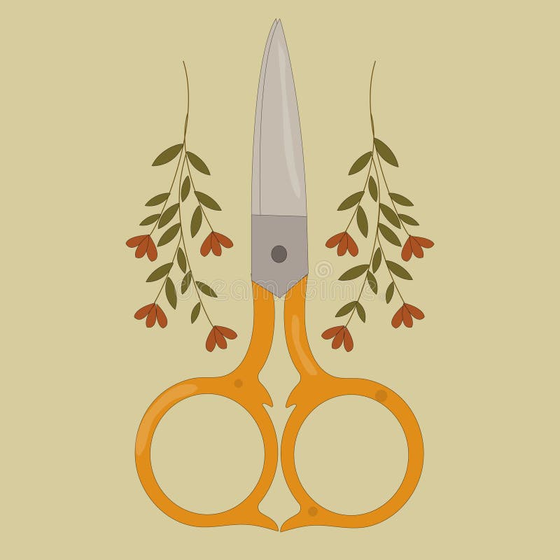 Vintage Scissors with Decorated Flowers Stock Vector - Illustration of ...