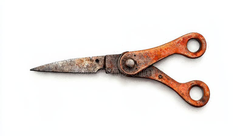 Vintage Scissors with a Rusty Blade and Worn Orange Handles Perfect for ...