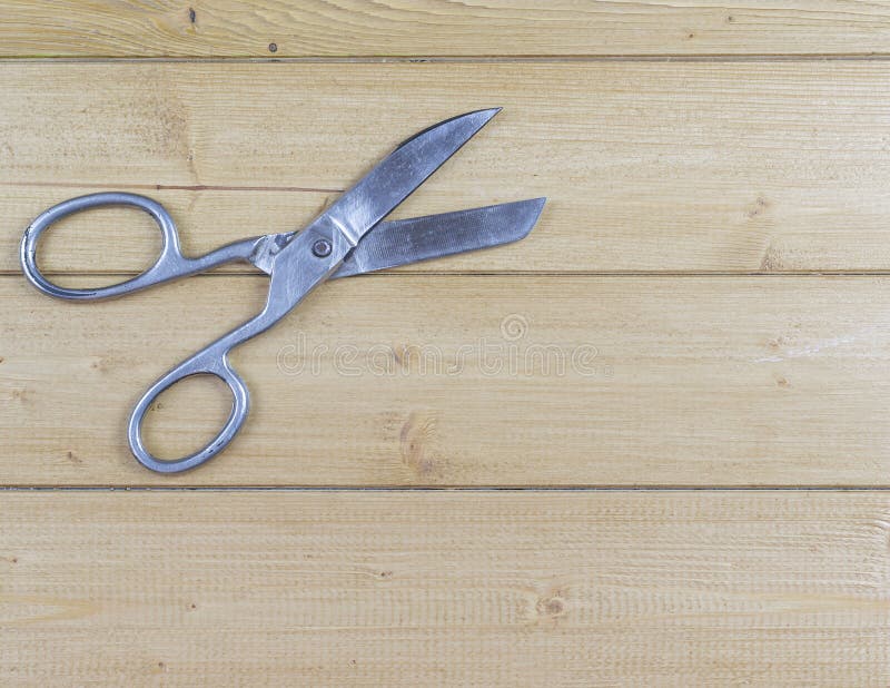 Vintage Scissors on a Wooden Rustic Table. Stock Photo - Image of ...