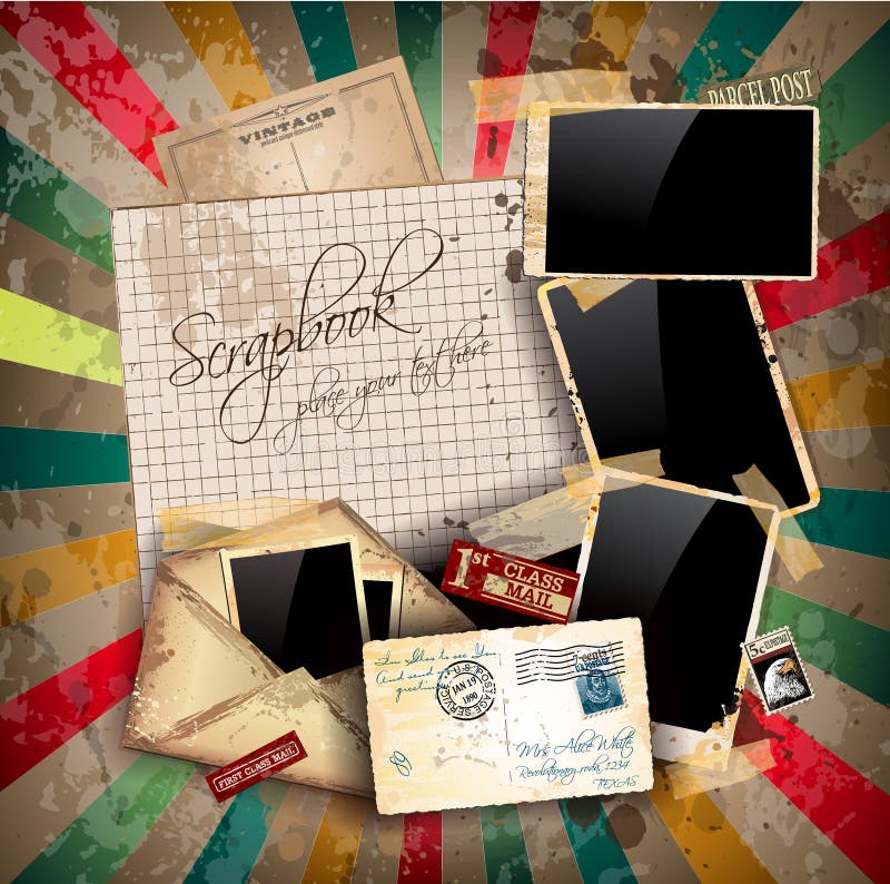 Vintage Scrapbook Composition with Old Style Stock Vector ...