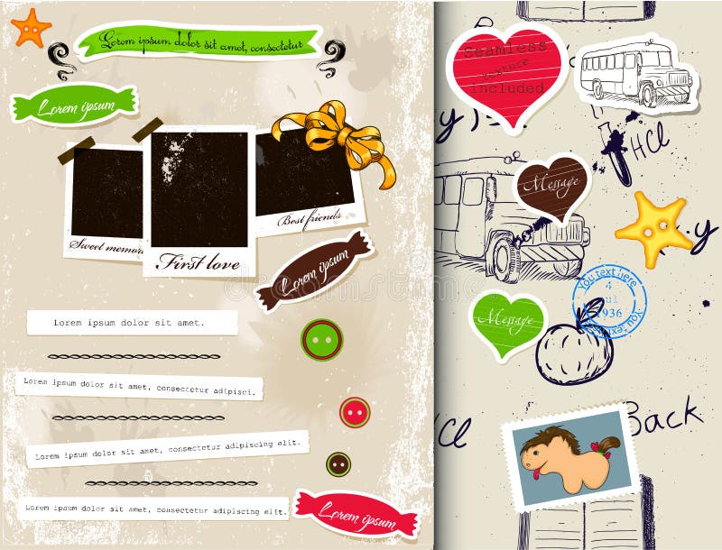 Vintage Scrapbook Elements Set 3. Stock Vector - Illustration of ...