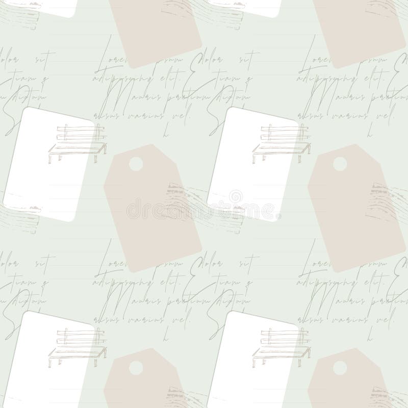 Vintage Scrapbooking Collage Pattern with Label, Text, Hand Drawn ...