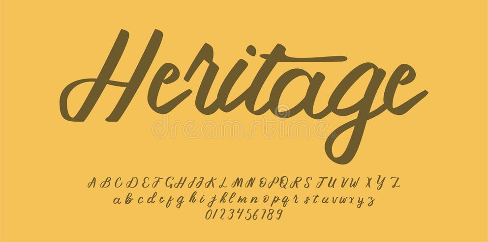 Vintage Script Alphabet Font Vector Illustration Isolated Background ...