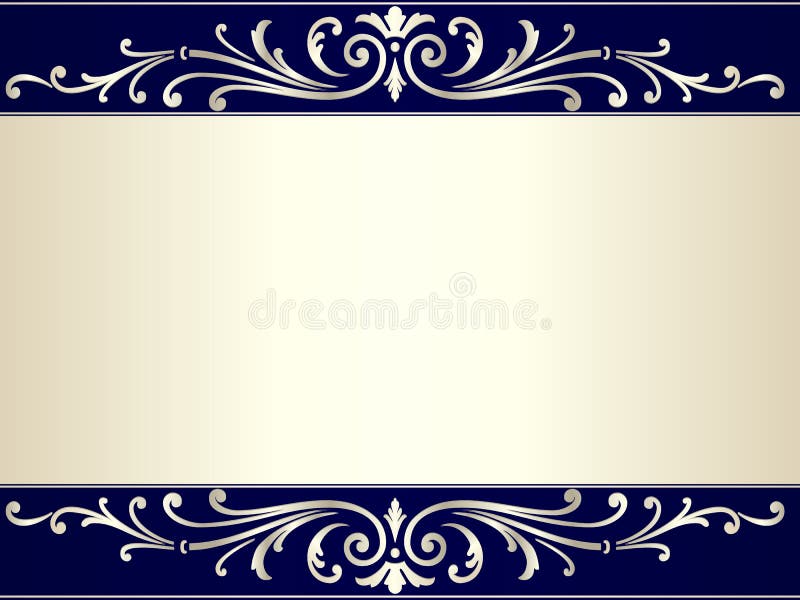 Vintage Scroll Background in Silver Beige and Blue Stock Vector ...