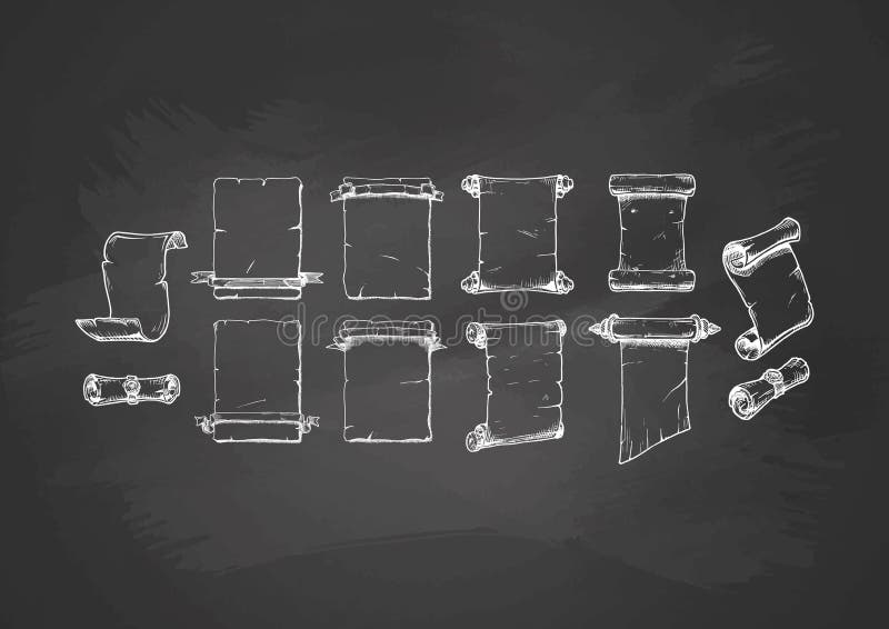 Vintage Scroll on Blackboard. Stock Vector - Illustration of hand, list ...