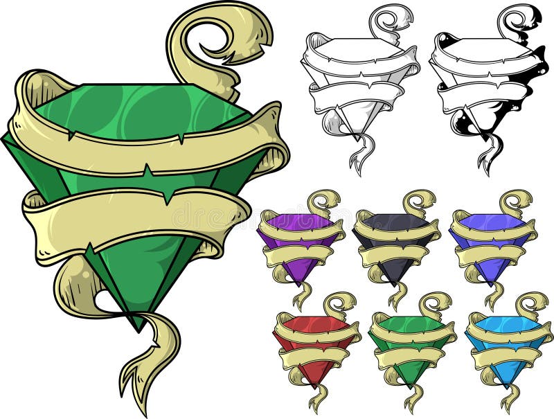 Vintage Scroll and Gemstone Collection â€ Elegant Heraldic Design ...