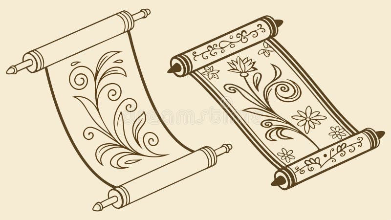 Vintage Scroll Paper with Ornate Patterns, History, Vector Design ...