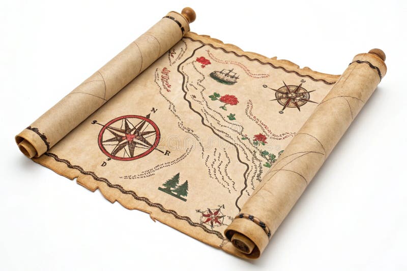 Vintage Scroll Top View Isolated on White Stock Illustration ...