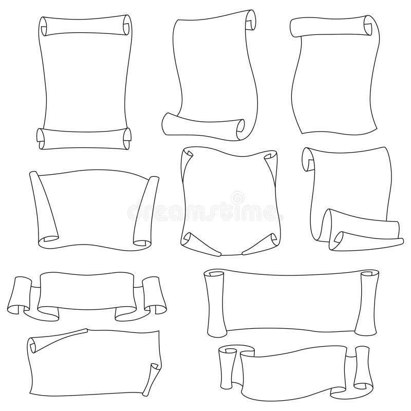 Vintage Scrolls Set. Image of Papyrus or Paper Ancient Stock Vector ...