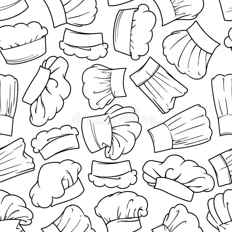 Vintage Seamless Chef Hats Pattern Stock Vector - Illustration of ...