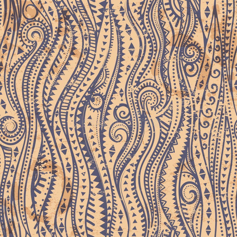 Vintage Seamless with Ethnic Waves Stock Vector - Illustration of ...
