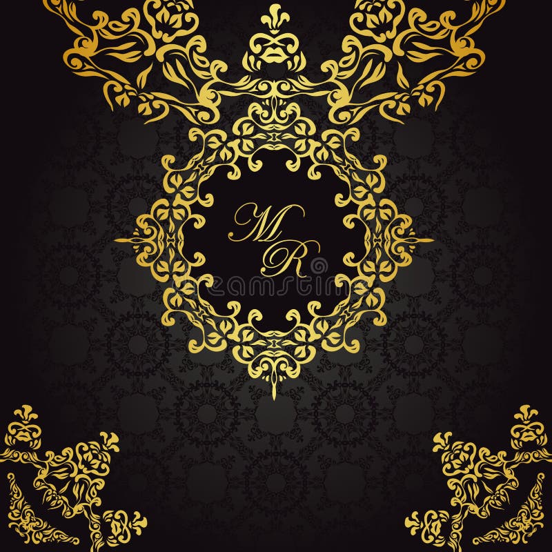 Golden M,J and MJ Letter Floral Logo. Vintage Drawn Emblem for Book ...