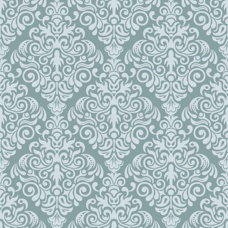 Seamless Pattern with Damask Ornament. Vector Vintage Floral Sea Stock ...