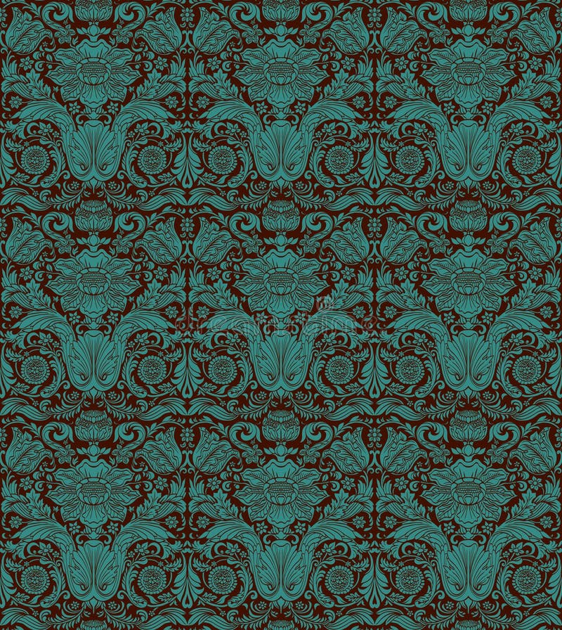Seamless Vintage Wallpaper Pattern Stock Vector - Illustration of leafs ...