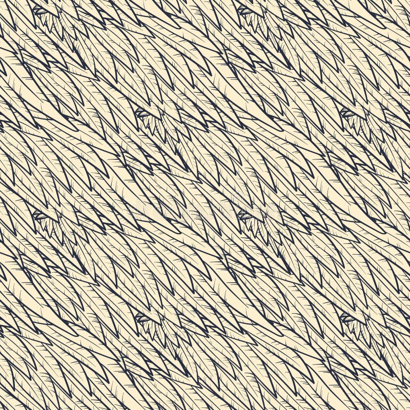 Vintage Seamless Psychedelic Pattern with Hand-drawn Wings Feathers ...