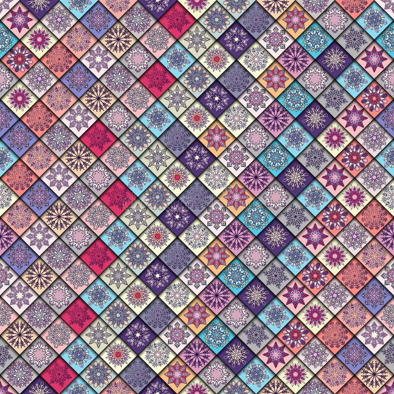 Vintage Seamless Pattern with Tile Patchwork Elements. Stock ...
