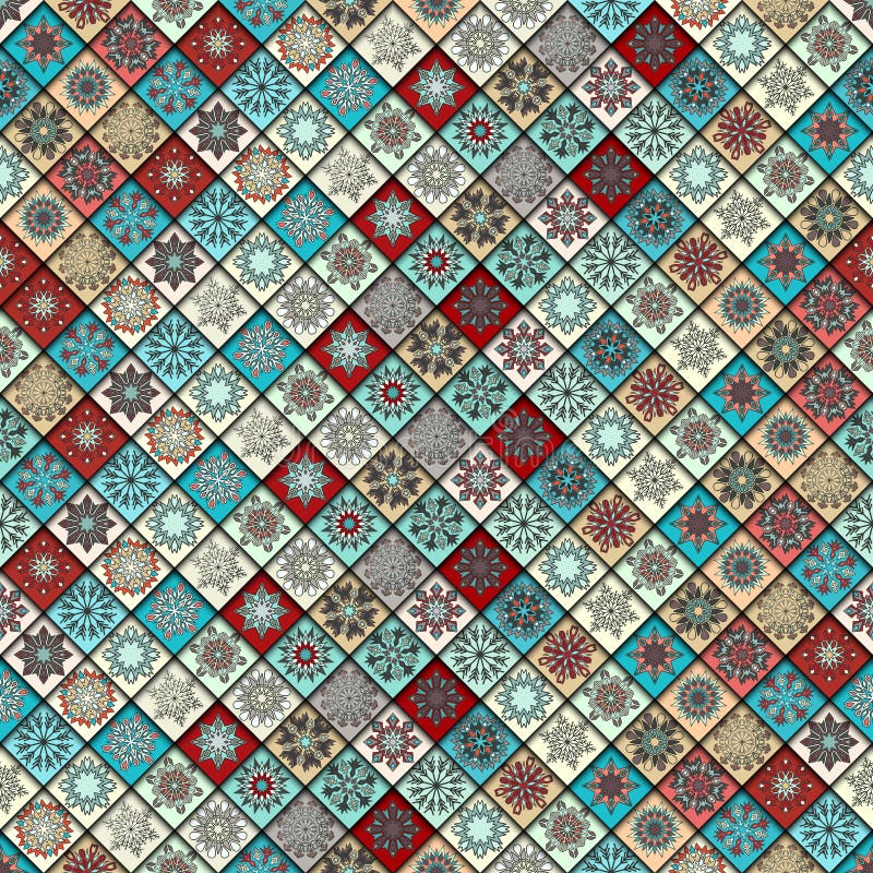 Vintage Seamless Pattern with Tile Patchwork Elements. Stock ...