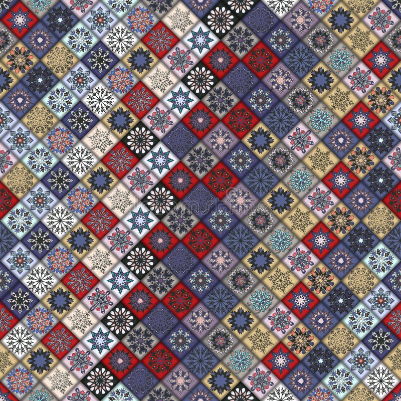 Vintage Seamless Pattern with Tile Patchwork Elements. Stock ...