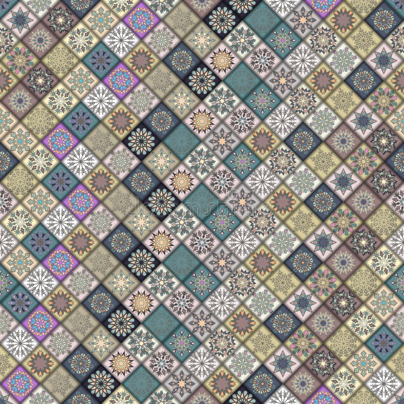 Vintage Seamless Pattern with Tile Patchwork Elements. Stock ...