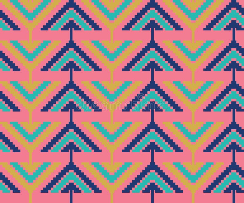 Vintage Seamless Pattern with Triangles and Pixels Stock Vector ...