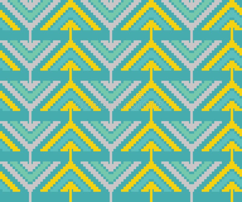 Vintage Seamless Pattern with Triangles and Pixels Stock Vector ...