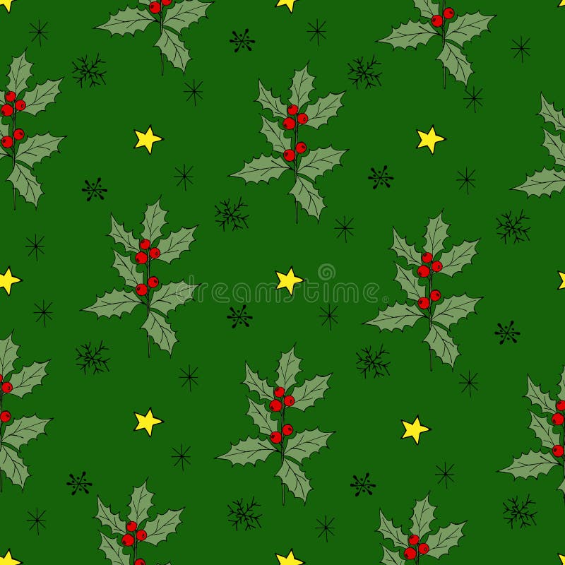 Vintage Seamless Pattern with Vector Holly Pattern for Paper Design ...