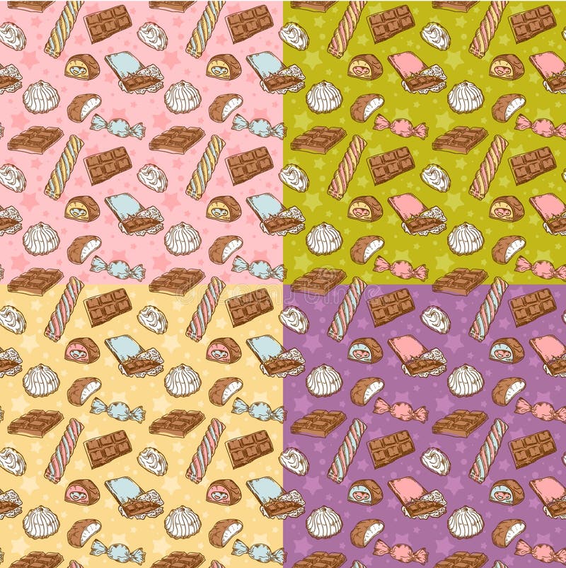 Vintage Seamless Texture with Sweets Stock Vector - Illustration of ...
