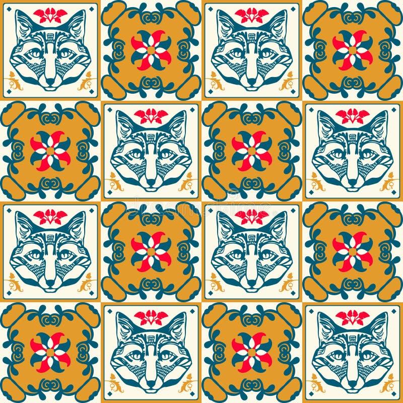 Vintage wall tiles pattern stock vector. Illustration of modern - 196009169