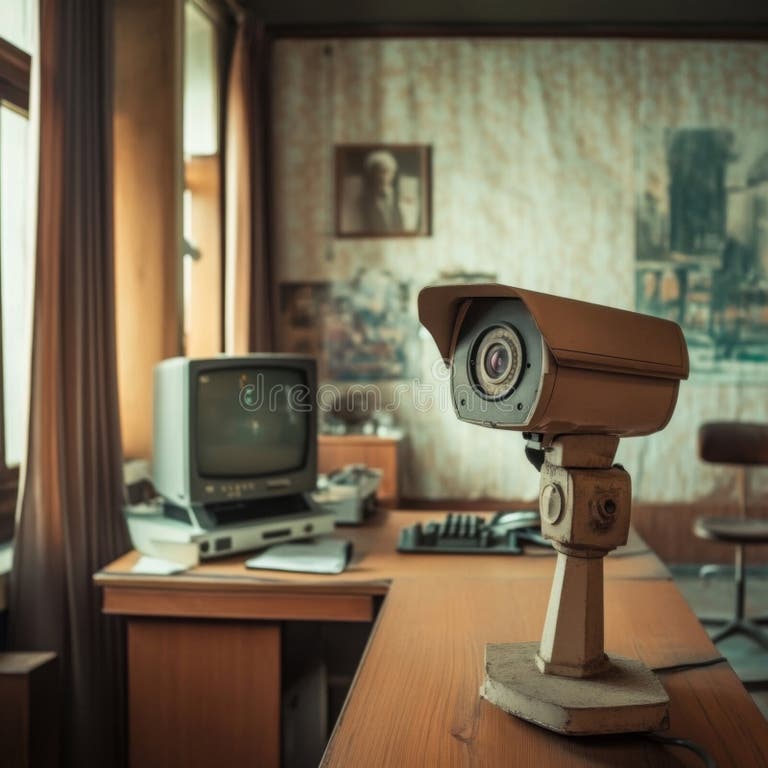 Vintage Security Camera on a Desk in an Abandoned Office Stock ...