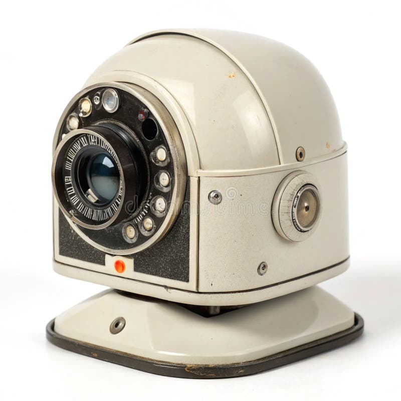 Vintage Security Camera Isolated on White Background Stock Illustration ...