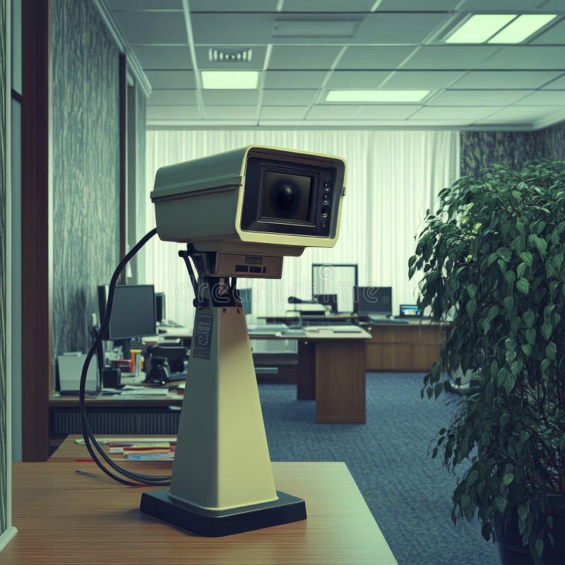 Vintage Security Camera in an Office Setting Stock Illustration ...