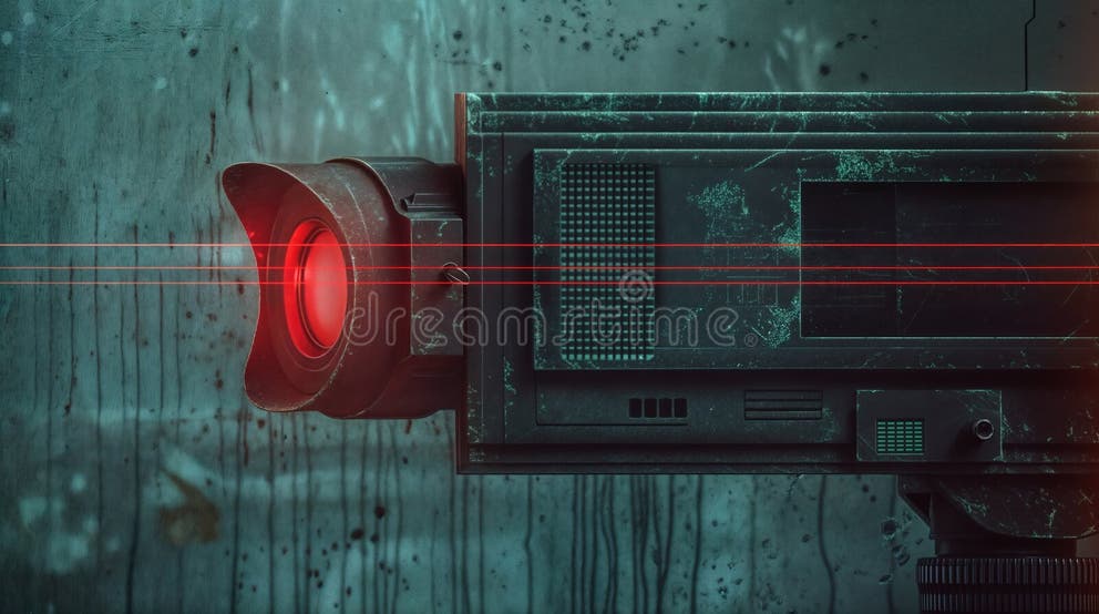 Retro Security Camera with Red Laser Stock Illustration - Illustration ...