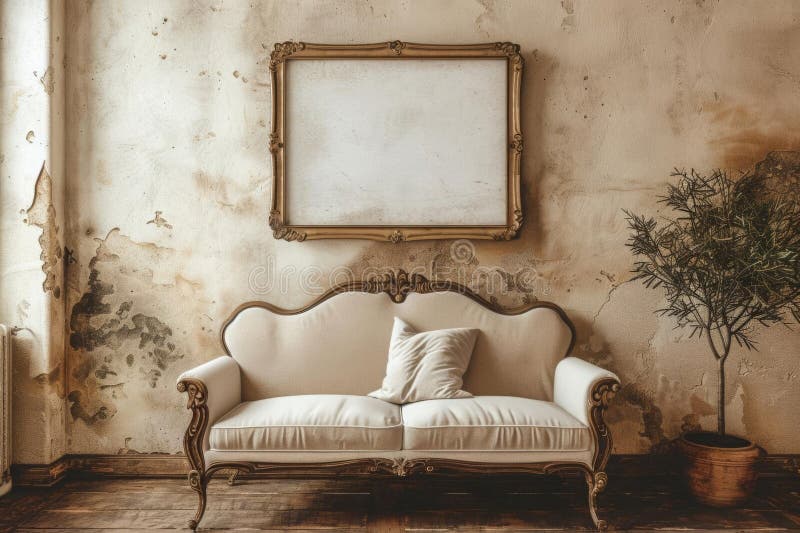 Vintage Sepia Living Room Interior Design Stock Illustration ...