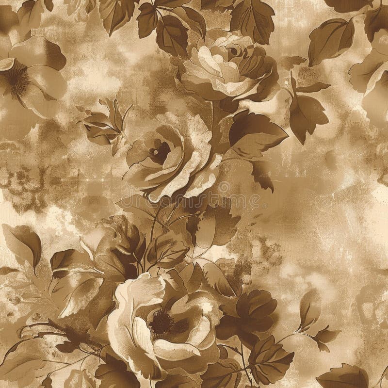 Vintage Sepia Rose Pattern for Elegant Textile Design Stock Image ...