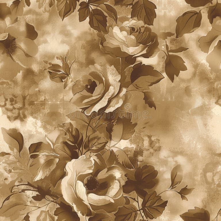 Vintage Sepia Rose Pattern for Elegant Textile Design Stock Image ...