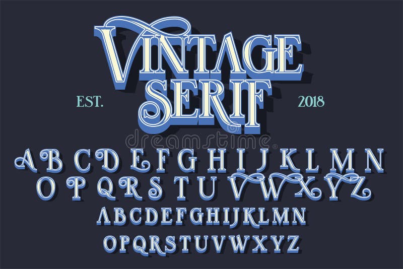 Vintage Serif Lettering Font Stock Vector - Illustration of antique ...