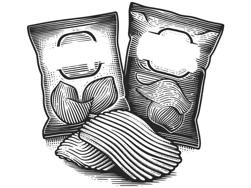 Vintage Set Advertisement for a Package of Chips. Sketch Board ...
