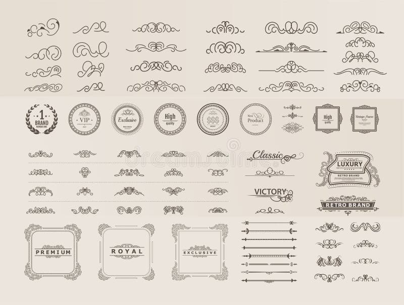 Vector Set of Retro Decorations for Wedding Cards, Decorating ...