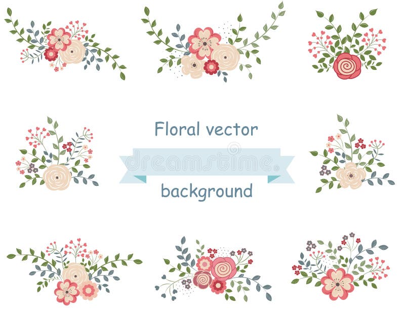 Vintage Set of Floral Design Elements Stock Vector - Illustration of ...