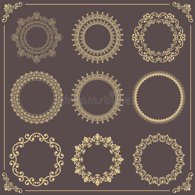 Vintage Big Set of Round Patterns Stock Illustration - Illustration of ...