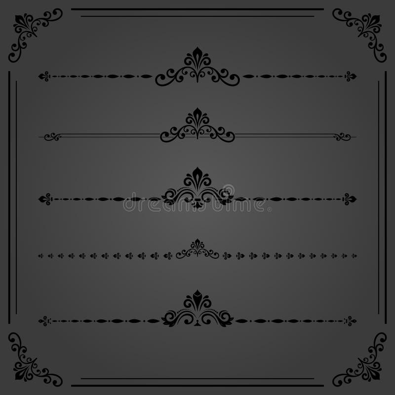 Vintage Set of Horizontal Elements Stock Illustration - Illustration of ...