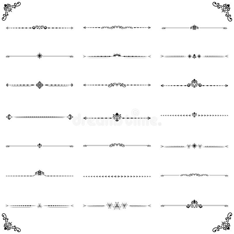 Vintage Set of Horizontal Elements Stock Vector - Illustration of black ...